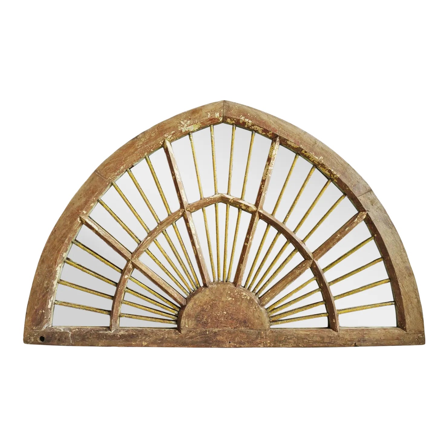 Antique Wood & Iron Window Transom Mirror | Chairish