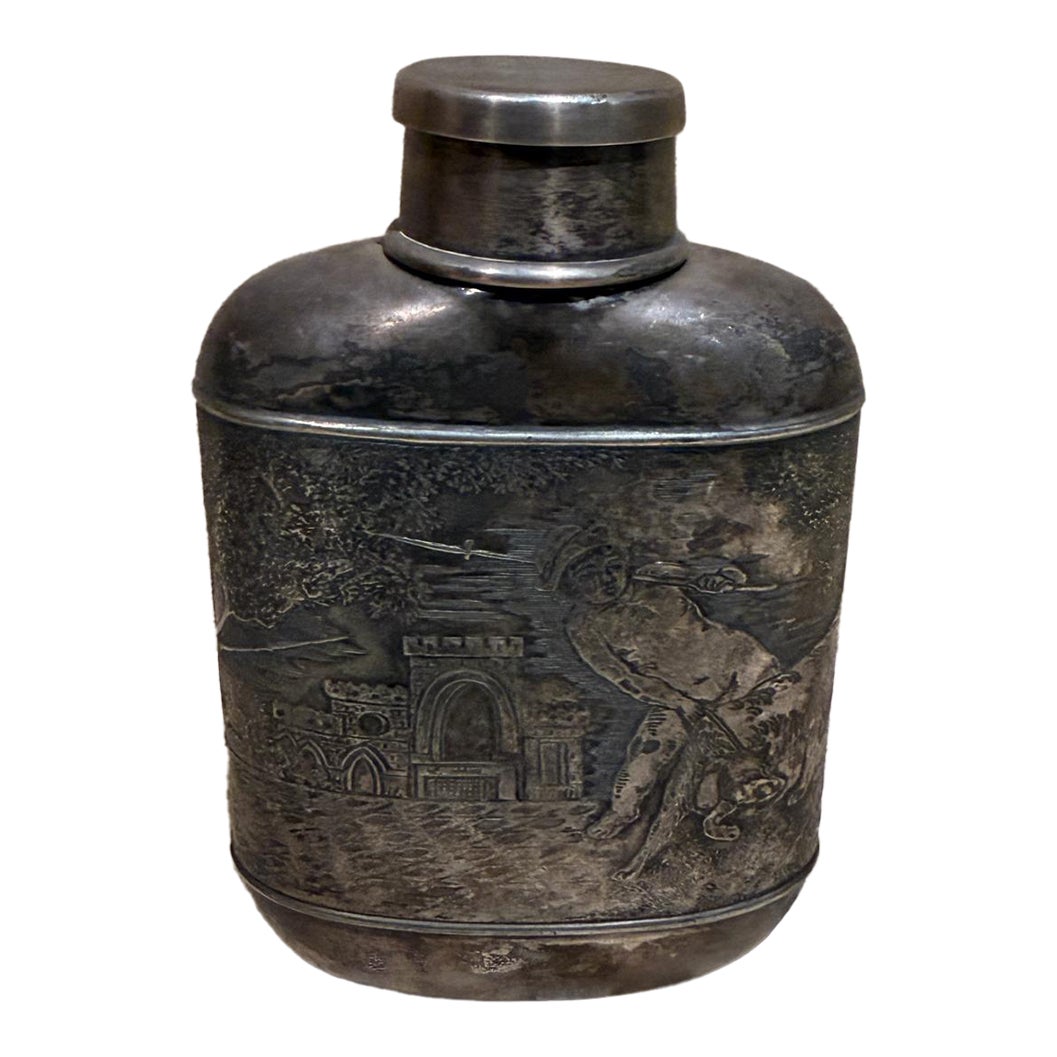 1900s Old English Liquor Flask & Cup | Chairish