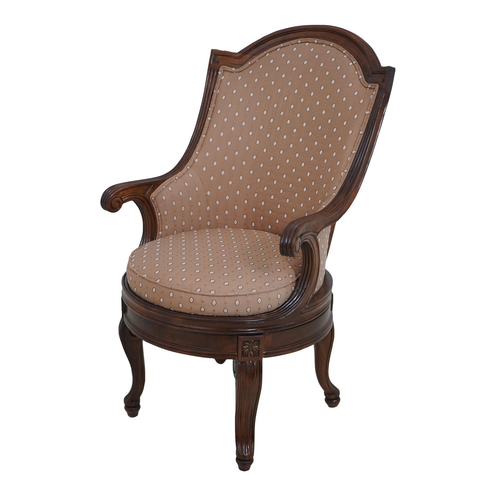 Swivel Seat French Style Upholstered Office Desk Chair | Chairish