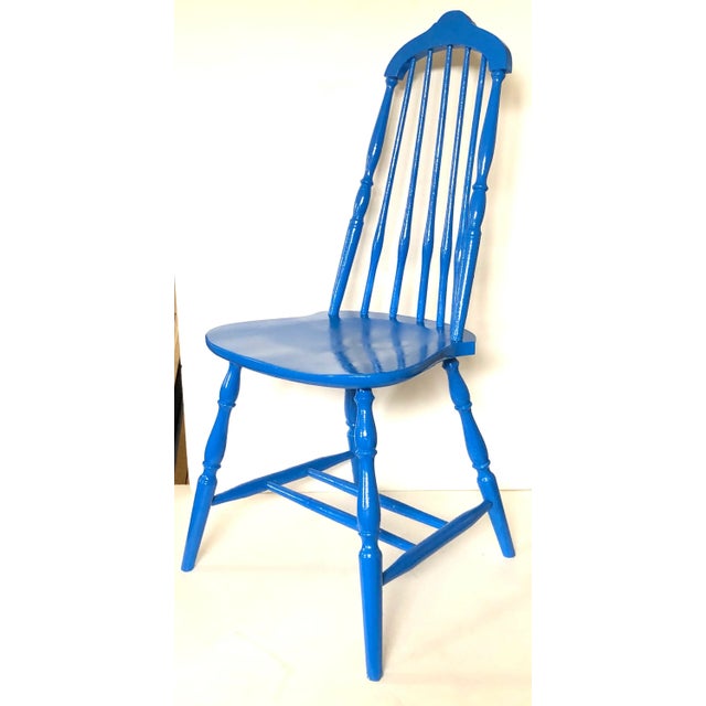 Spindle Back Blue Chair | Chairish