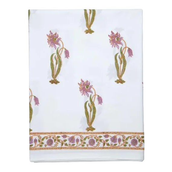 Florence Full Bed Lilac & Green Fitted Sheet | Chairish