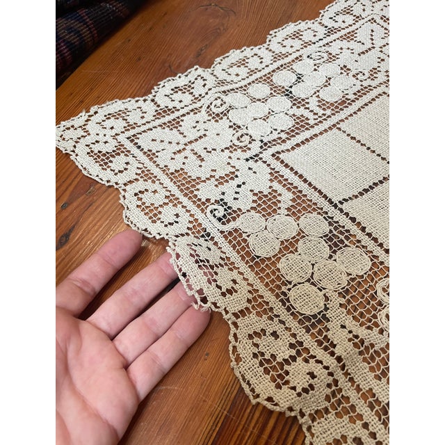 Antique Filet Crochet Darned Lace Table Runner | Chairish