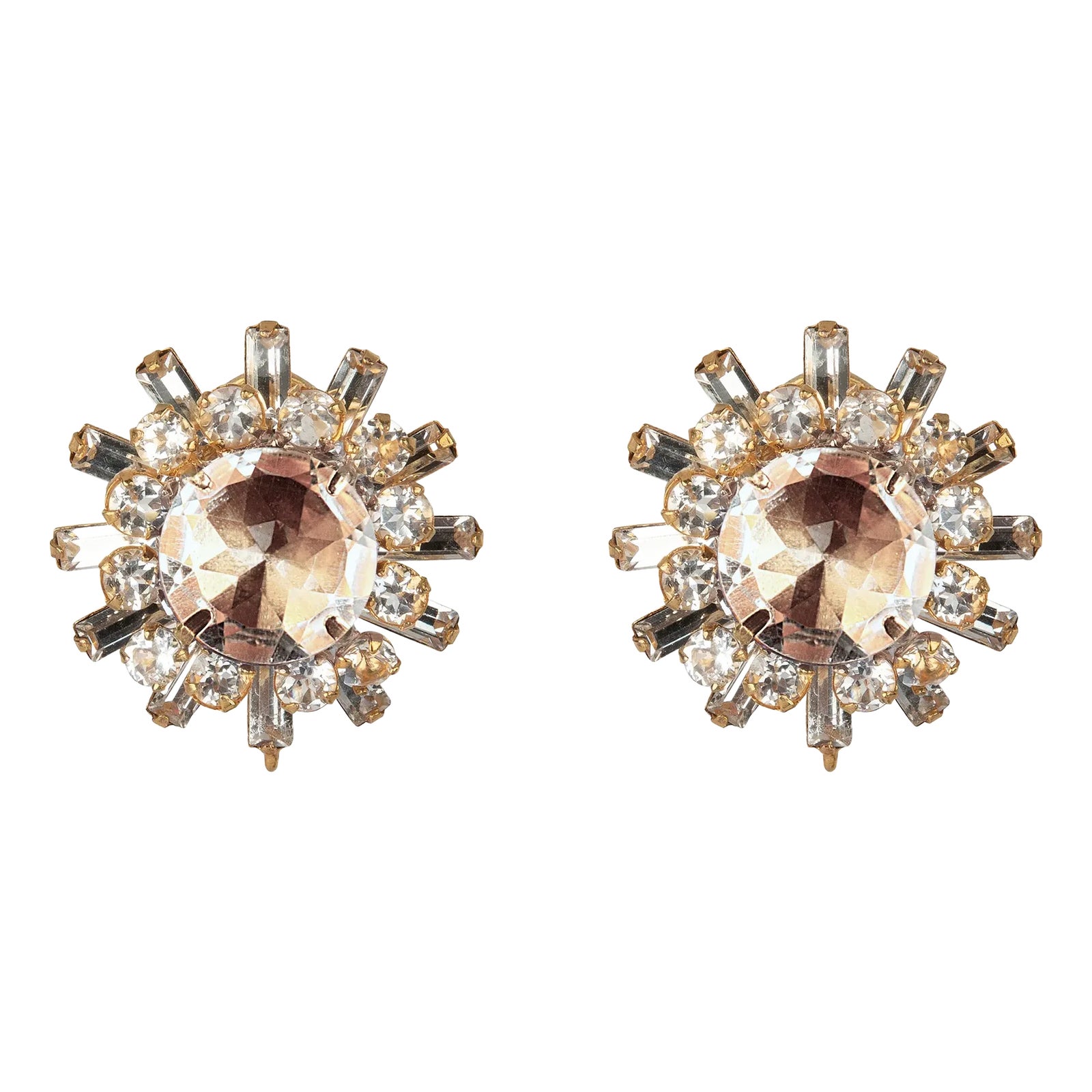 Isabella Studs, Clear, Pierced | Chairish