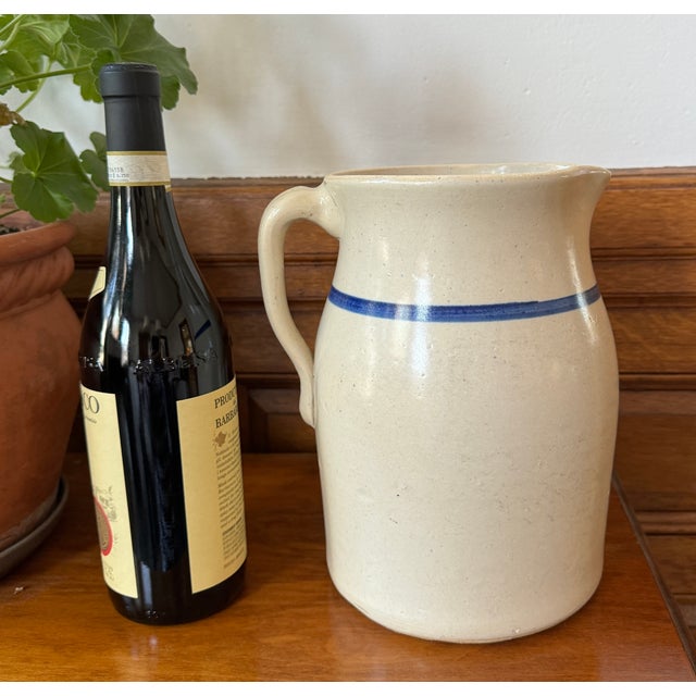 Antique Large Stoneware Pitcher | Chairish