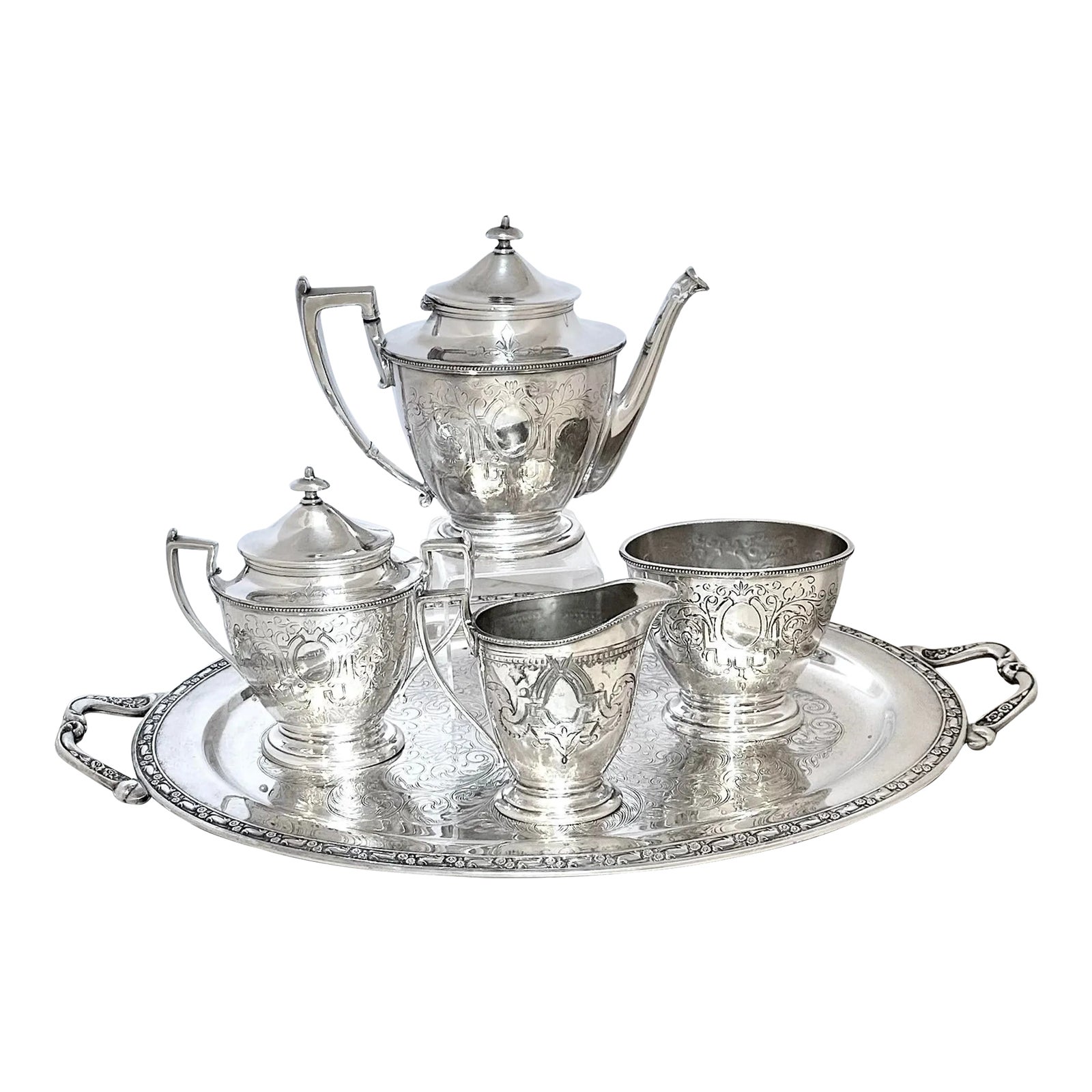 Antique Simpson Hall & Miller Treble Plate Tea and Coffee Set - 4 Piece ...