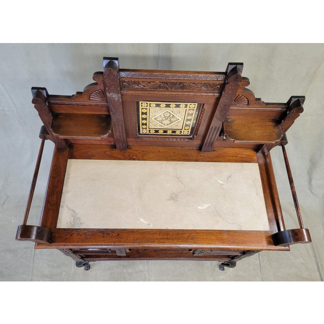 Antique English Aesthetic Movement Walnut, Marble and Minton Tile ...