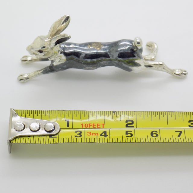 Vintage Italian Handmade Silver Running Hare Figurine, 1980s | Chairish