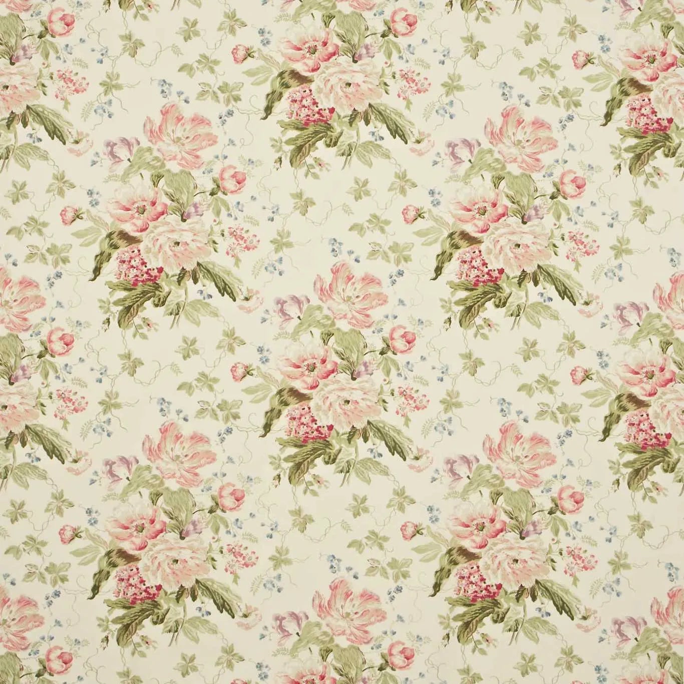 Sanderson Alsace Fabric in Cream/Rose | Chairish