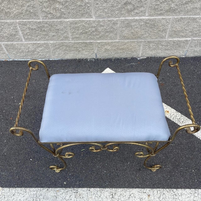 Vintage Gold Gilted Wrought Iron French Regency Scroll Bench | Chairish