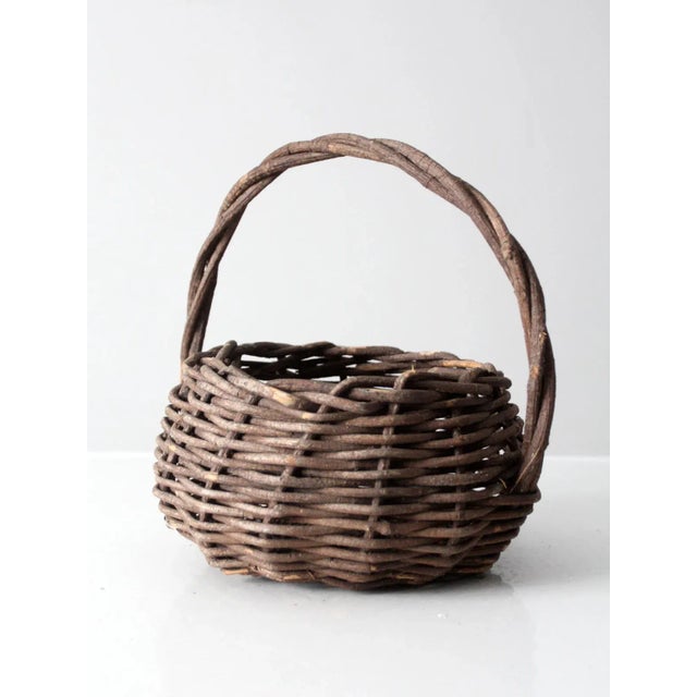 Vintage Rustic Wicker Basket | Chairish