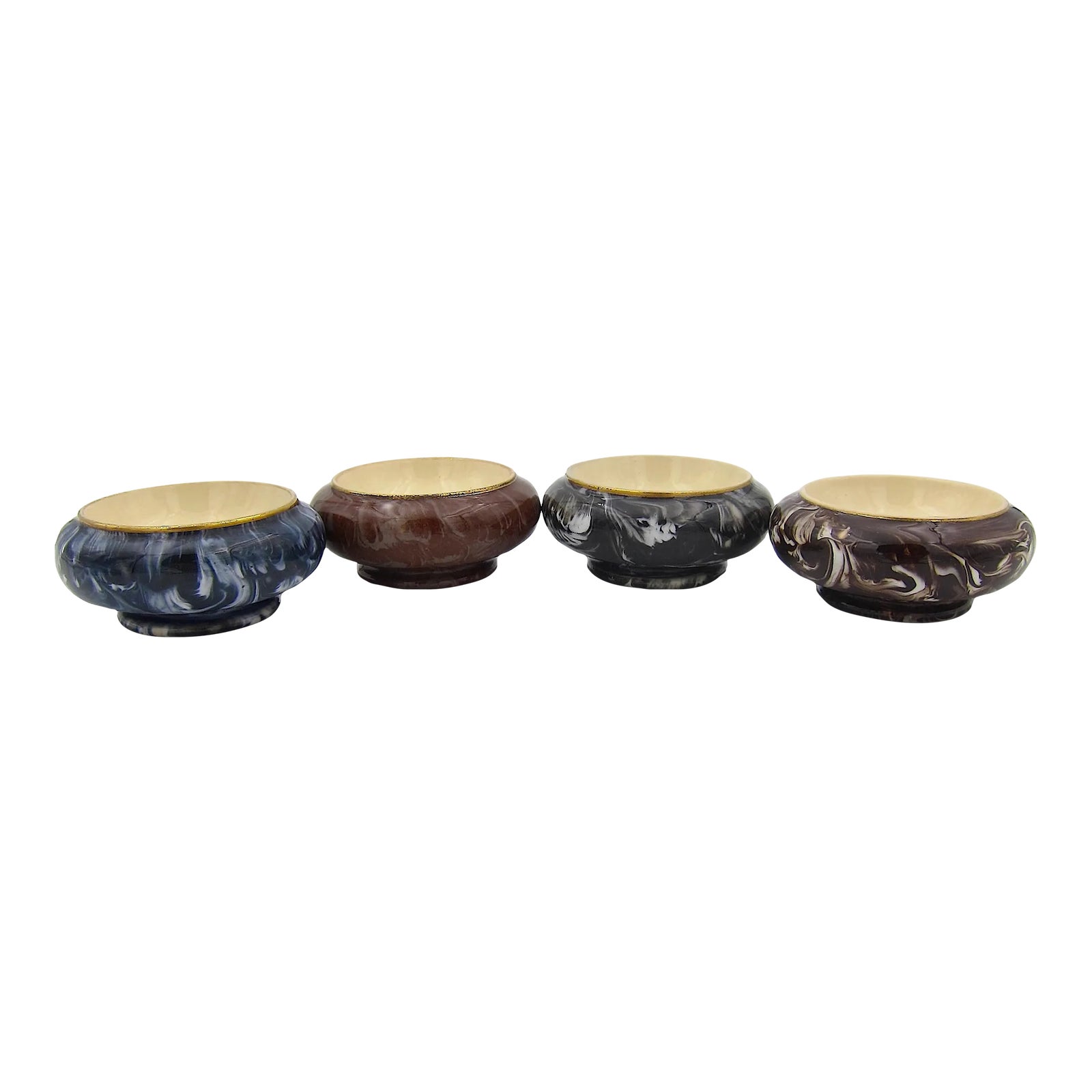 James MacIntyre Antique Agate Ware Open Salt Cellars | Chairish