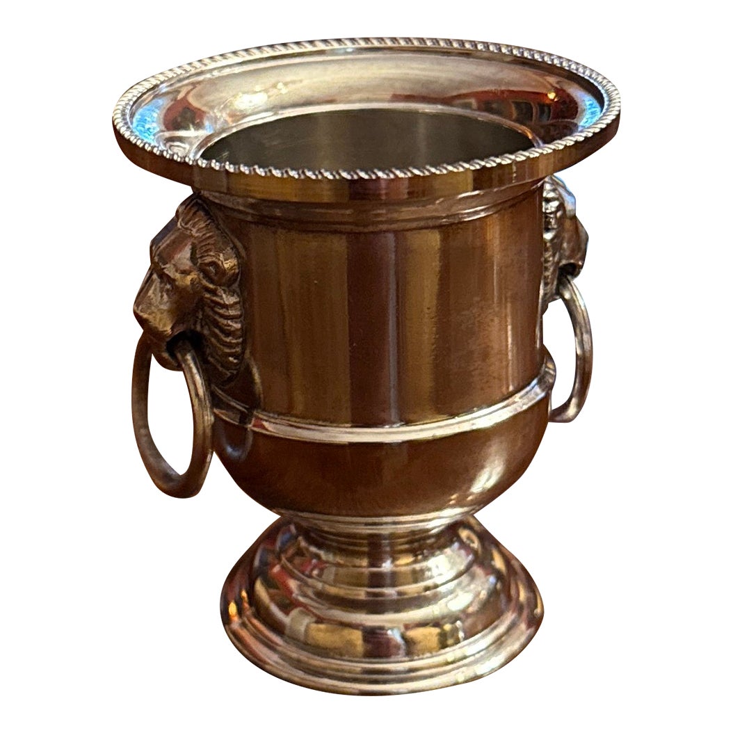 British Silver Plated Miniature Wine Cooler Toothpick Holder | Chairish
