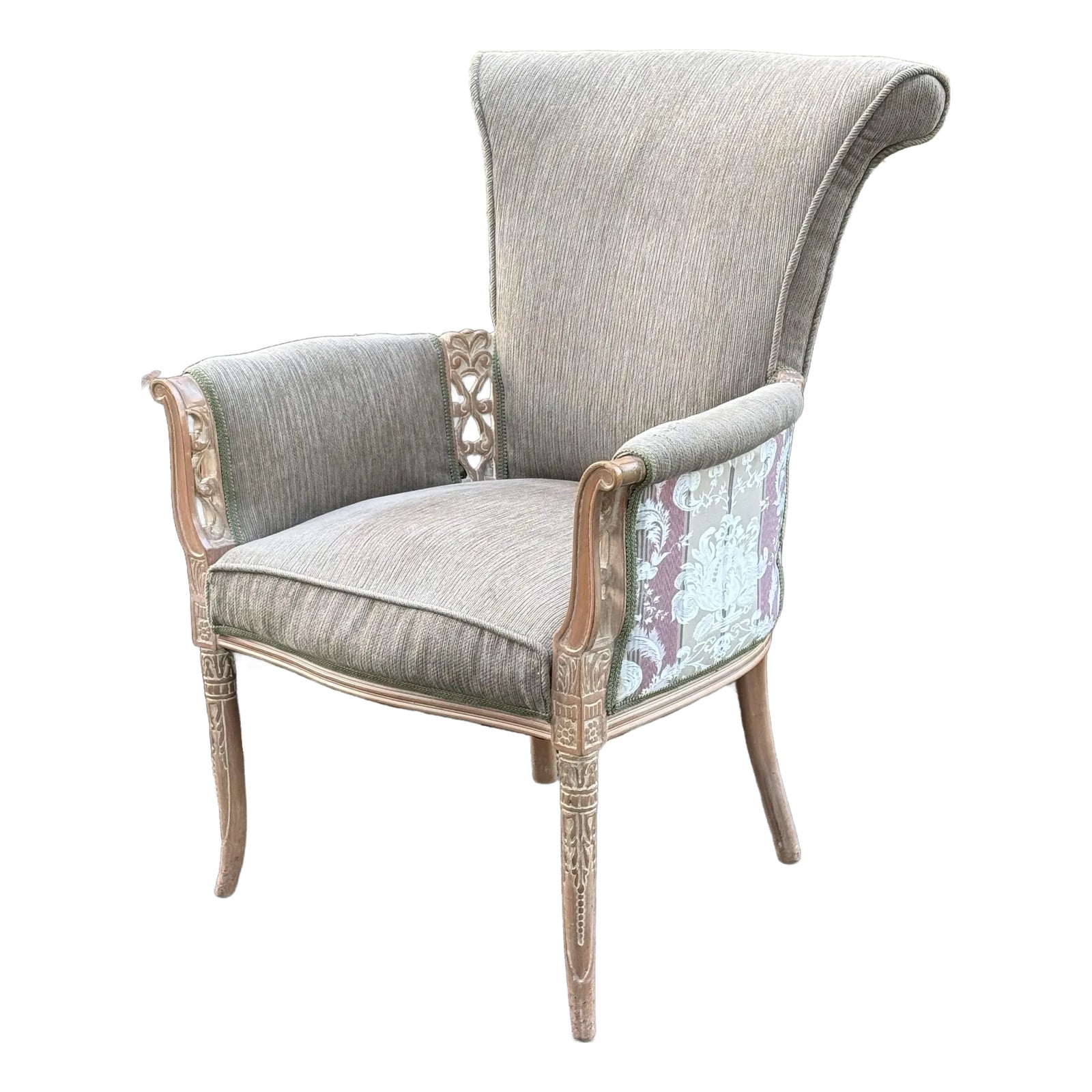 Late 20th Century French Regency Carved Accent Chair With Contrast Back ...