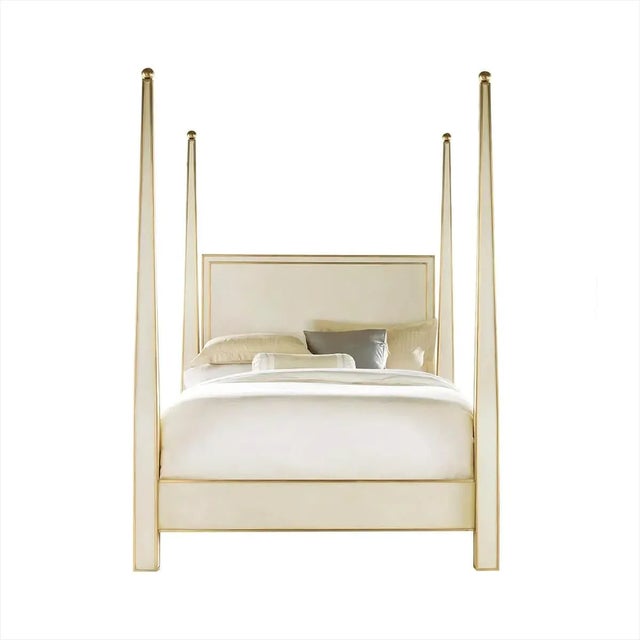 Gustavian Cream Painted Four Poster Bed, Queen | Chairish