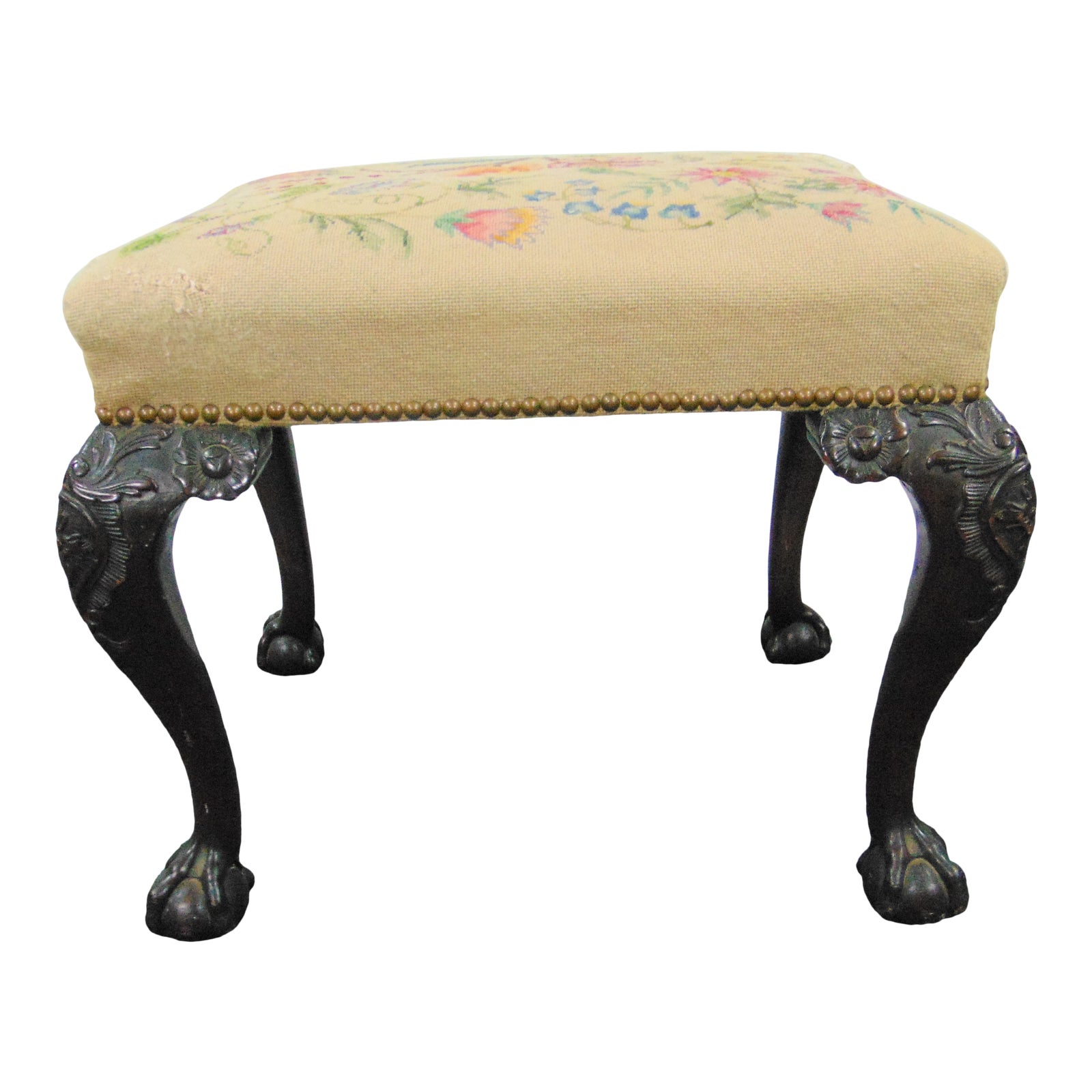 19th Irish Chippendale Style Mahogany Stool | Chairish