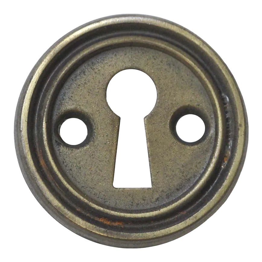 Vintage Circular 1.5 In. Brass Plated Steel Door Keyhole Cover | Chairish