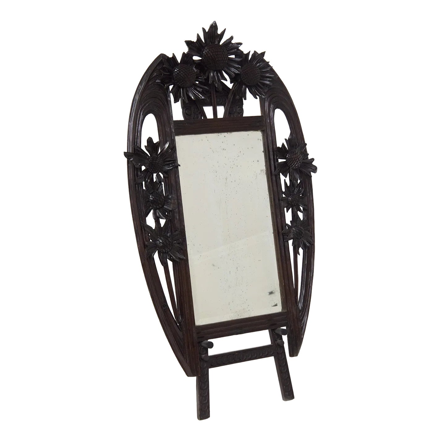 Carlo Zen Vintage Wooden Mirror with Easel, 1940s | Chairish