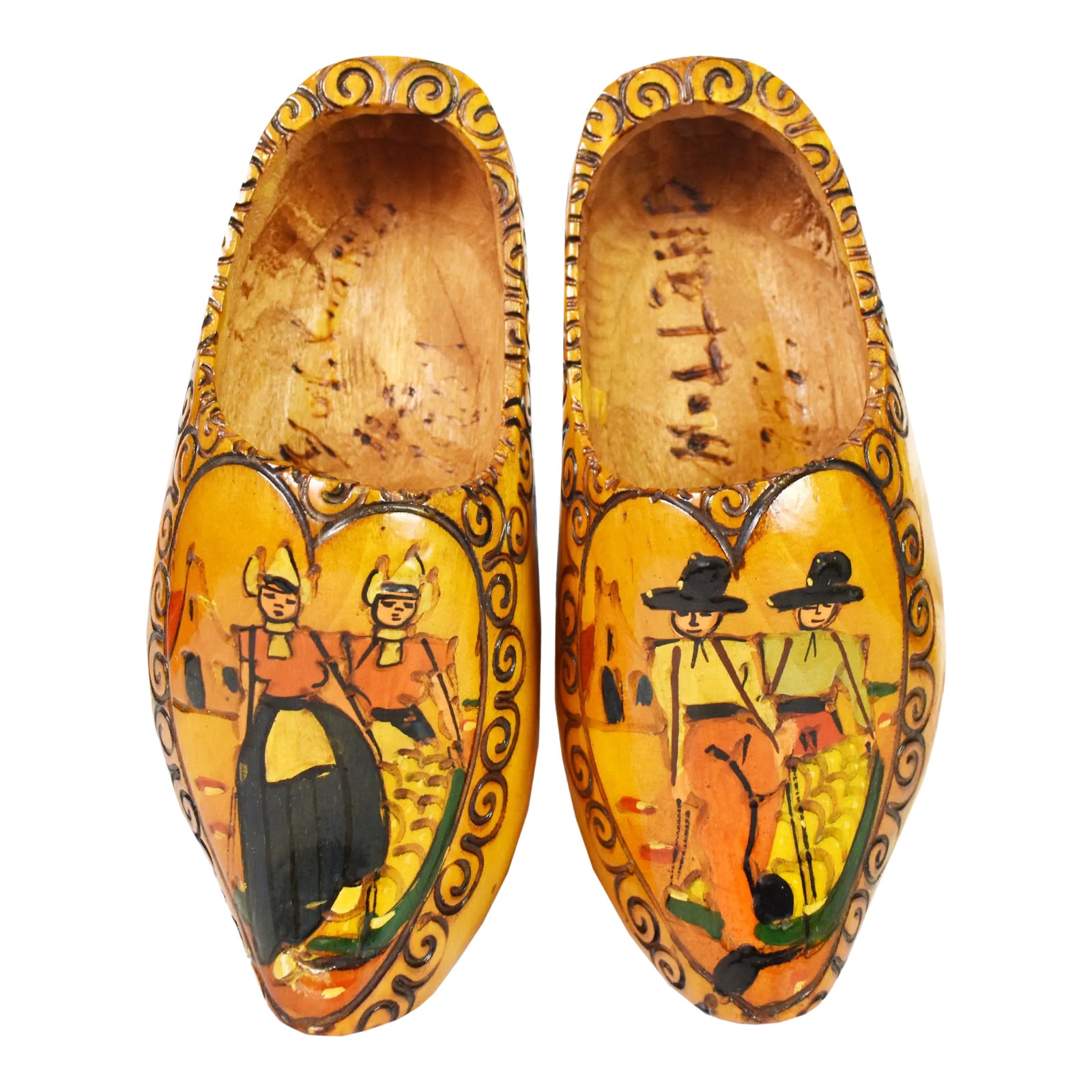 1950s Dutch Handmade Handpainted Wooden Clogs Shoes Wall Hanging Decor ...