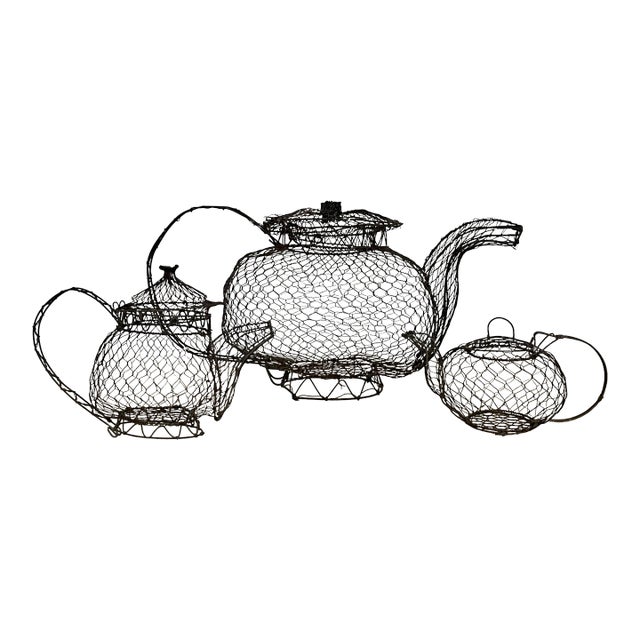Mid 20th Century Collection of Three Handmade Wire Teapot Sculptures ...