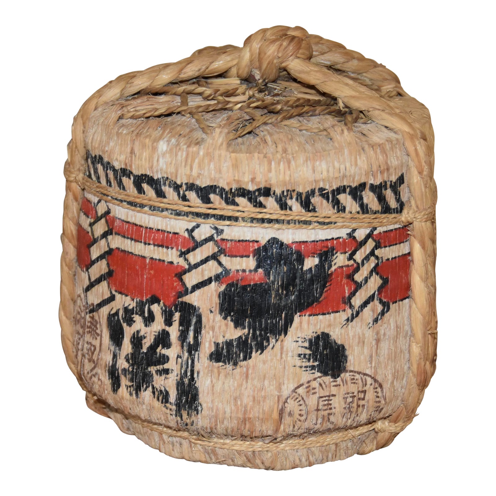 Vintage Japanese Ceramic Bamboo Reed Rope Wrapped Corked Spout Sake Jug ...