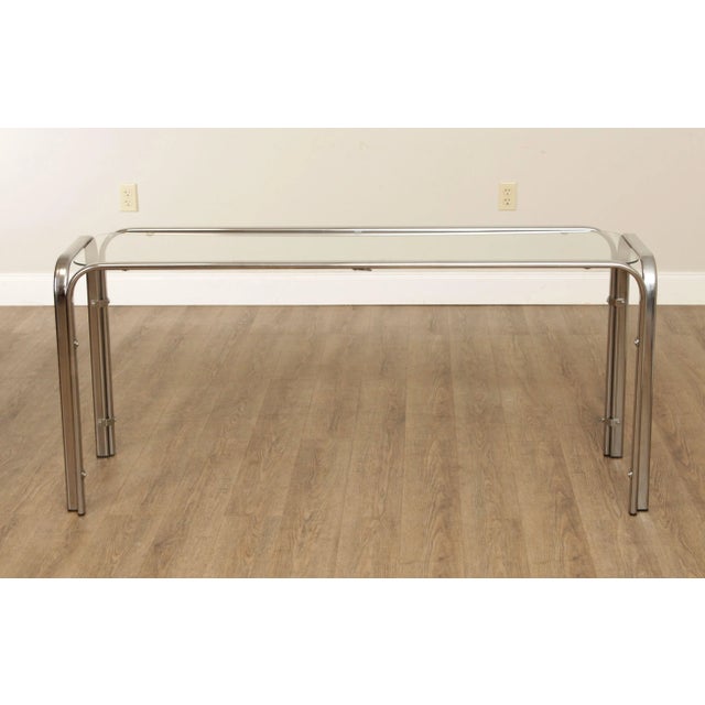 Mid Century Modern Tubular Chrome Glass Console or Sofa Table | Chairish