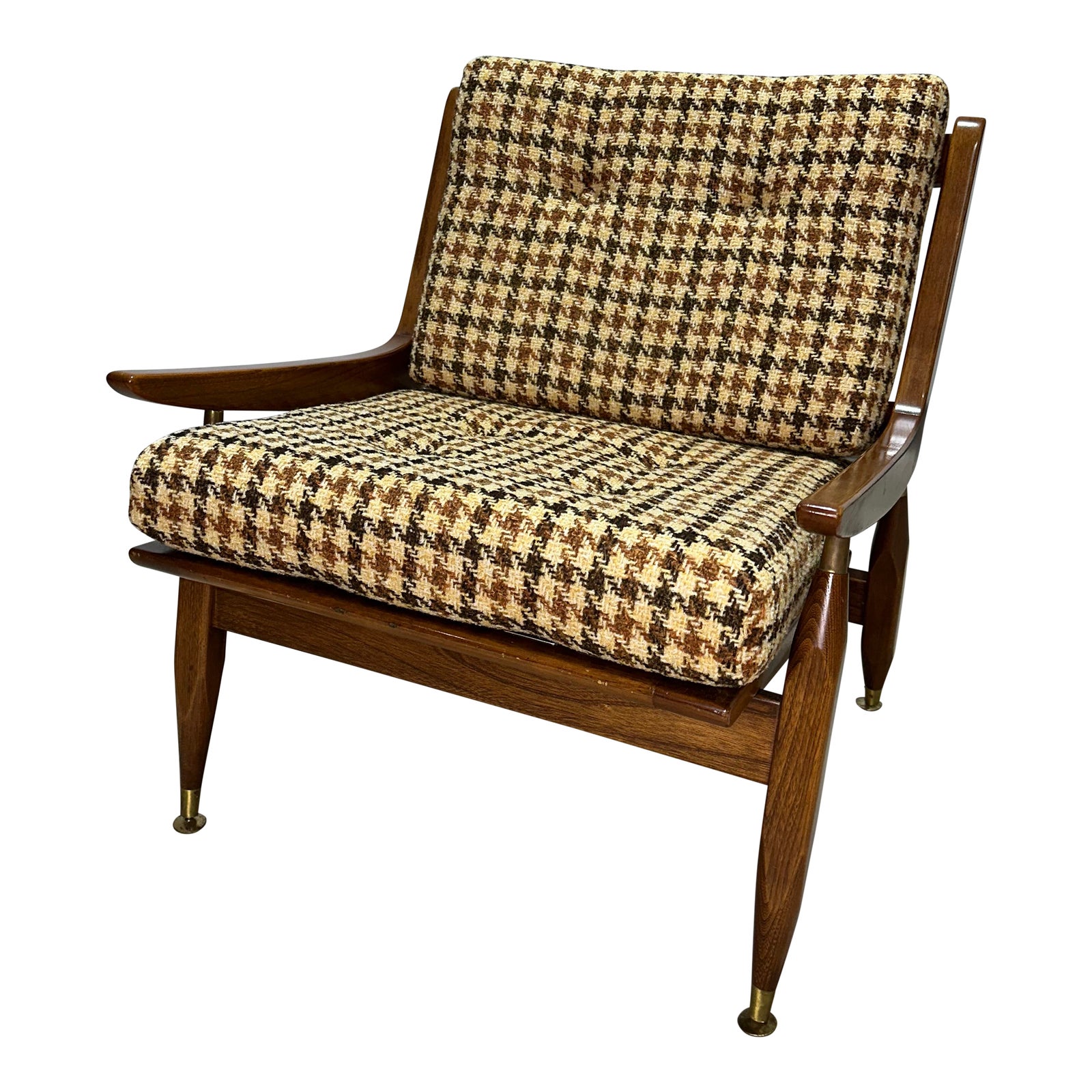 Mid Century Modern Houndstooth Lounge Chair | Chairish