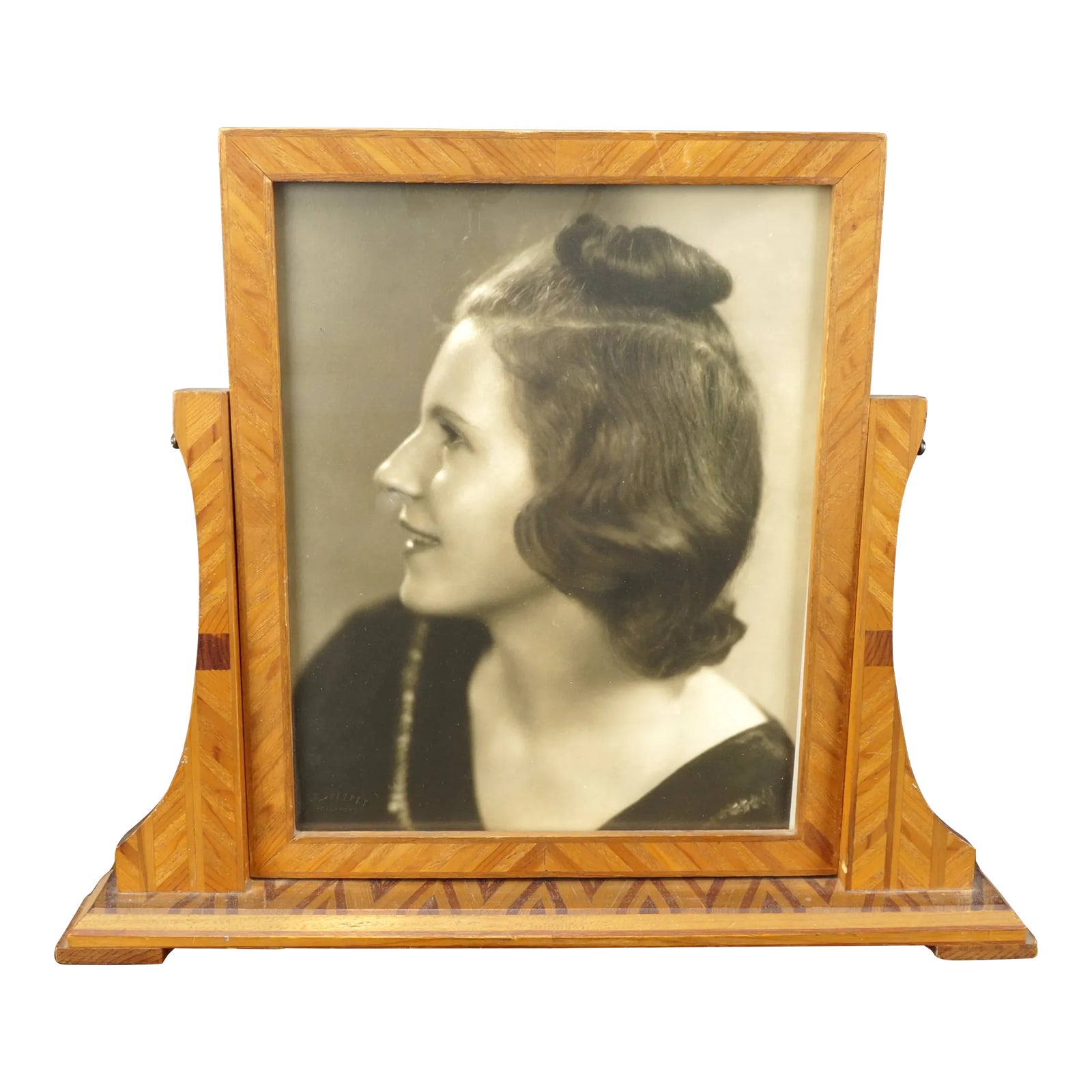 Wood Marquetry Tilt Picture Frame With Photo of Hollywood Beauty Circa ...