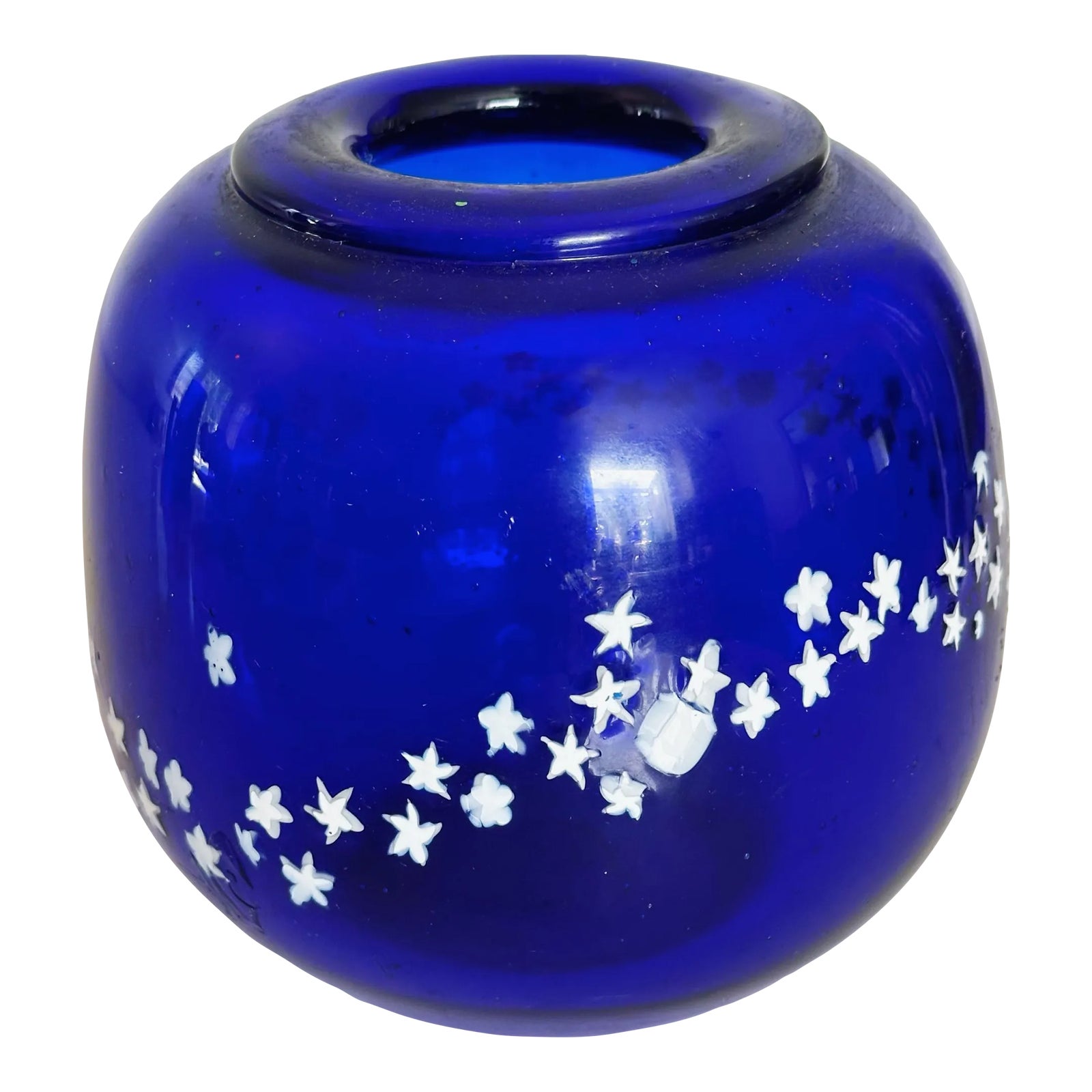 Vintage Mouth Blown Cobalt Glass Vase With Infused Stars by Hank at Hot ...