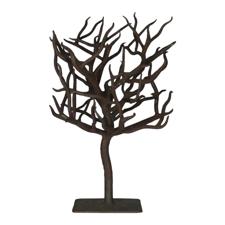 French Patinated Wrought Iron Tree Sculpture | Chairish