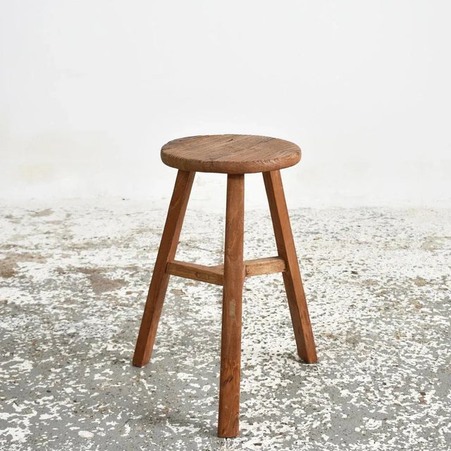 Rustic Round Top Stool, 1950s | Chairish