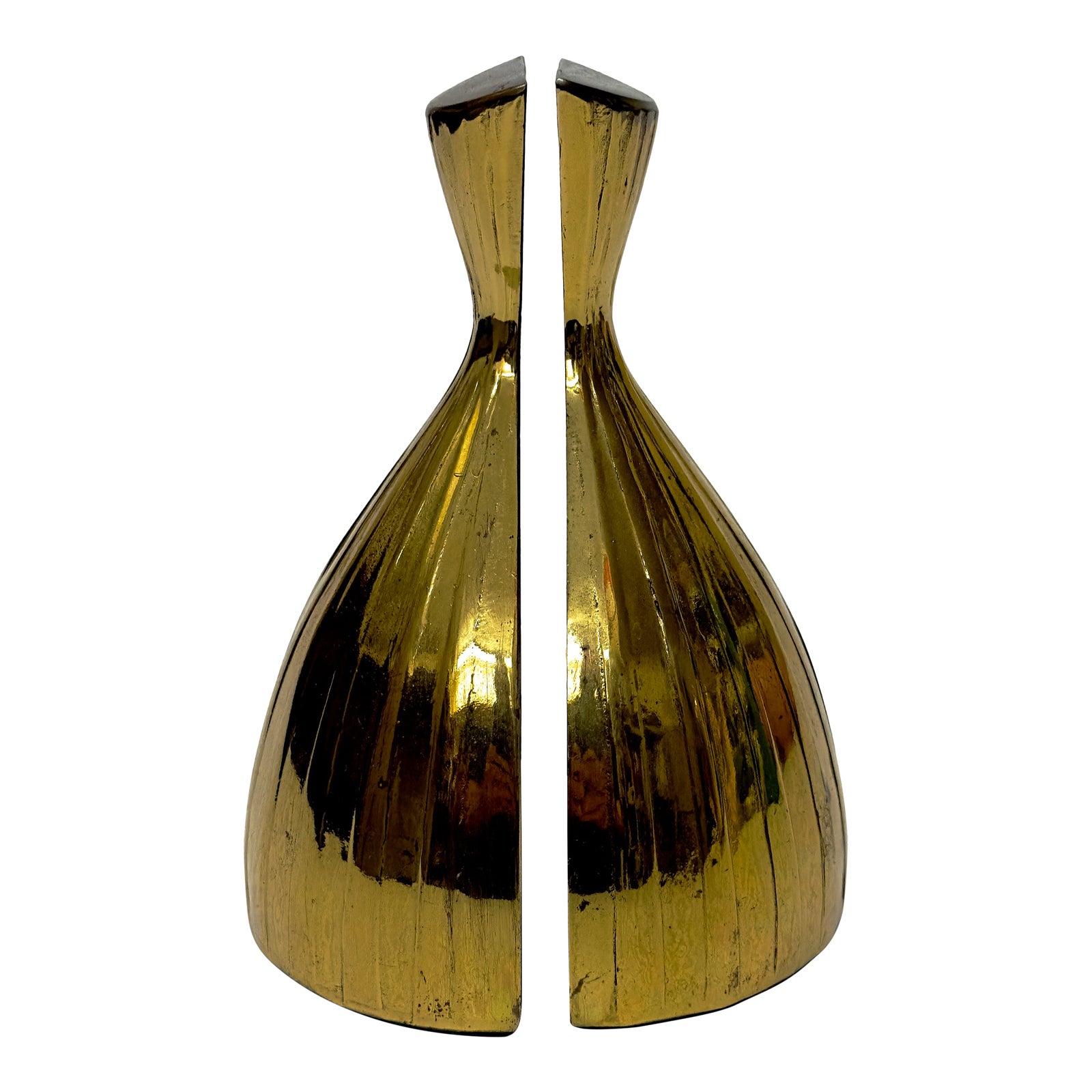 MCM Tuscan Ware Elegant Brass Bookends by Norman Blackner Design | Chairish