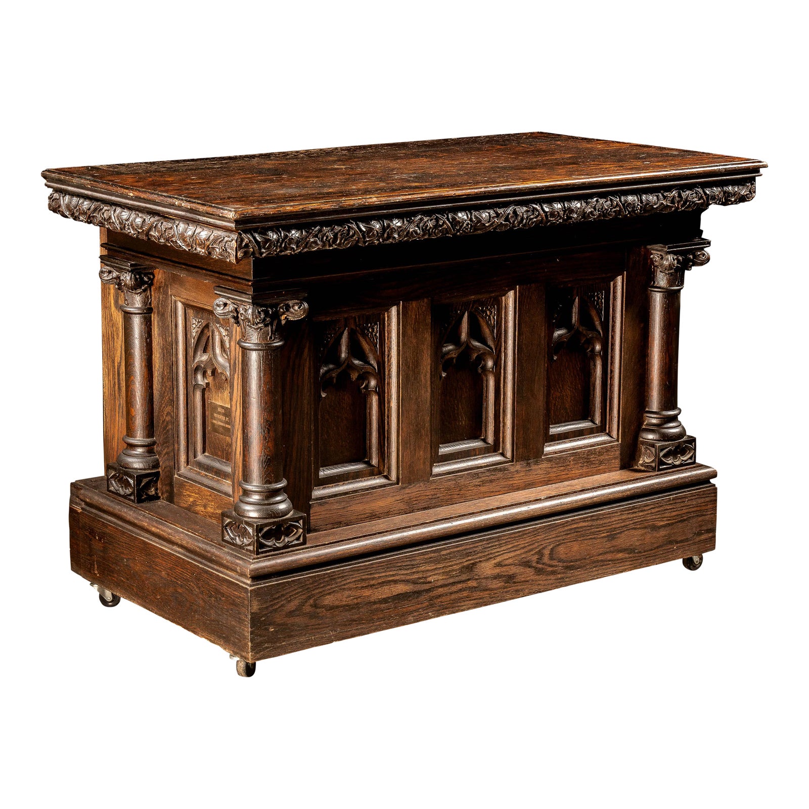 Early Oak Methodist Church Altar | Chairish