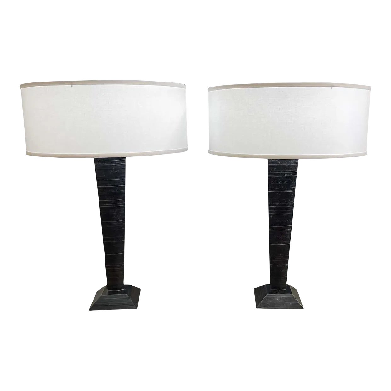 1980s Brutalist Iron Lamps Morrison Custom Lighting - A Pair | Chairish