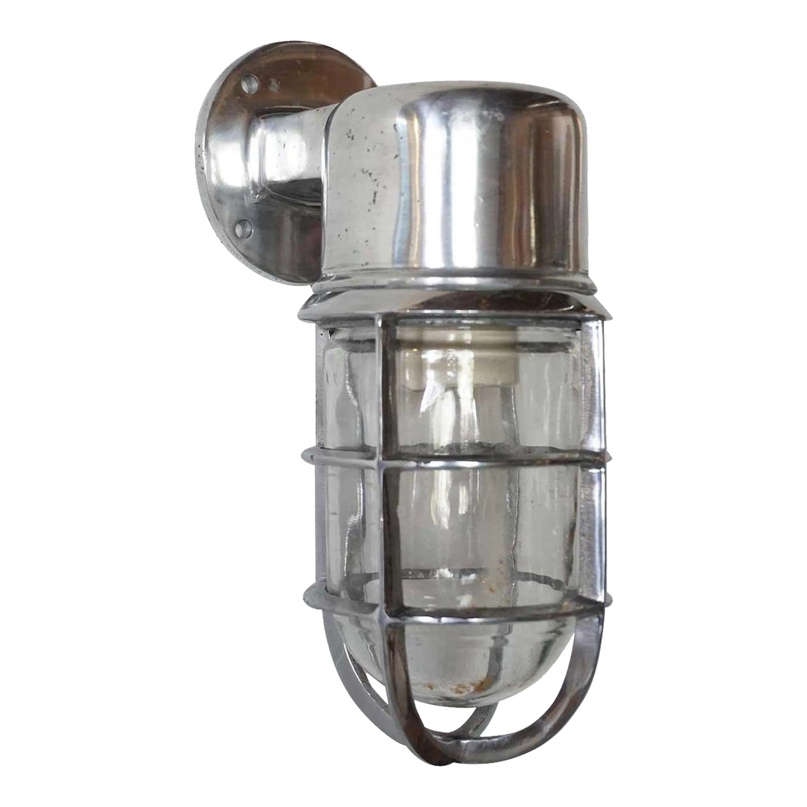 Industrial Aluminum Cage and Glass Bracket Wall Sconce Ship's Light ...