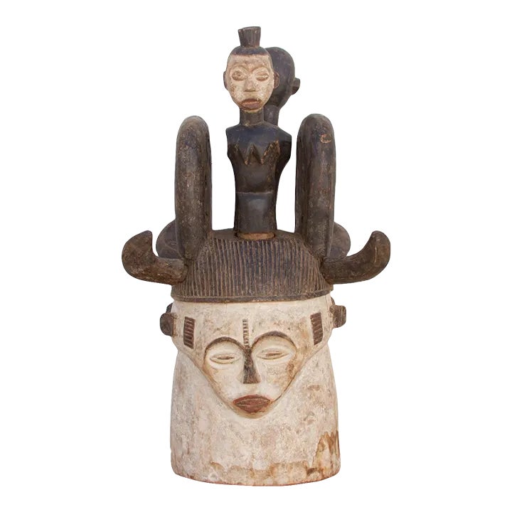 Tall Antique African Ceremonial Mask | Chairish