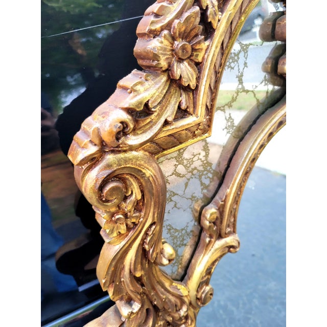 Vintage Double Arch Shell Gilt Mirror | Chairish