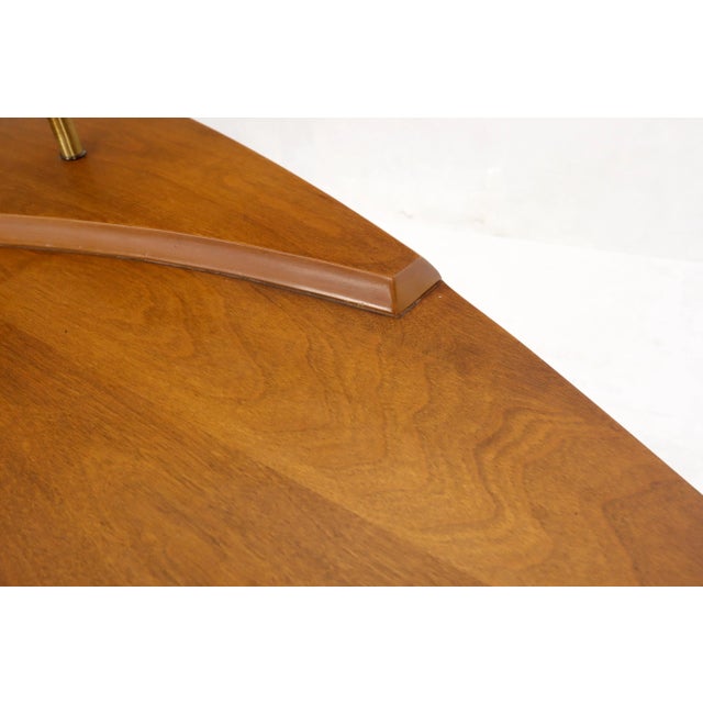 Organic Kidney Comma Shape Two-Tier Glass Top Brass Leg Walnut Coffee ...