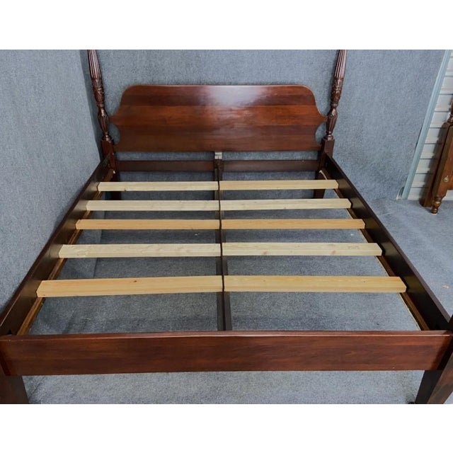 Late 20th Century King Size Wheat Carved Poster Bed Frame | Chairish