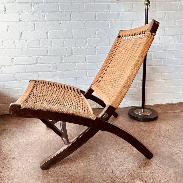 Vintage Hans Wegner Paper Cord Folding Rope Chair | Chairish
