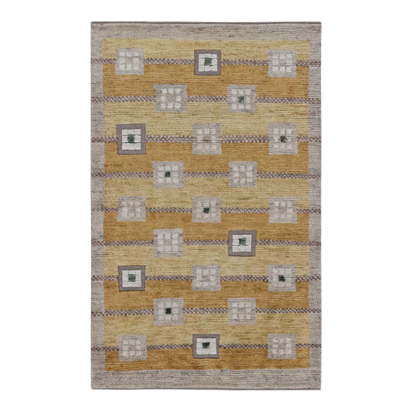 Rug & Kilim’s Scandinavian Style Rug in Gold Brown & Grey Geometric ...