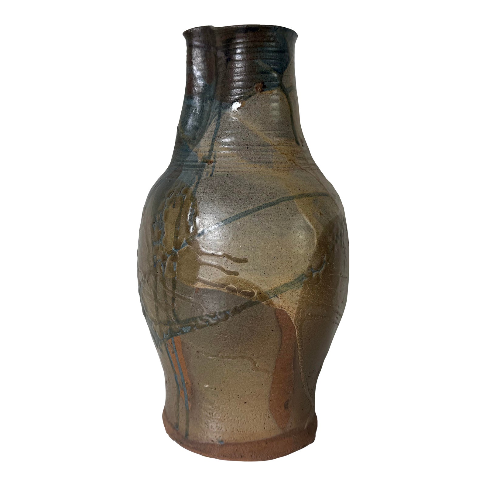 1980s Vintage Organic Abstract Glaze Studio Pottery Vase | Chairish