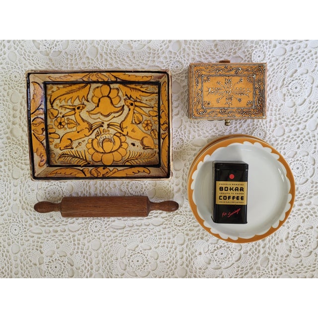 1990s Fantasia Folk Mexico Pottery With Yellow Deer & Floral Motif ...