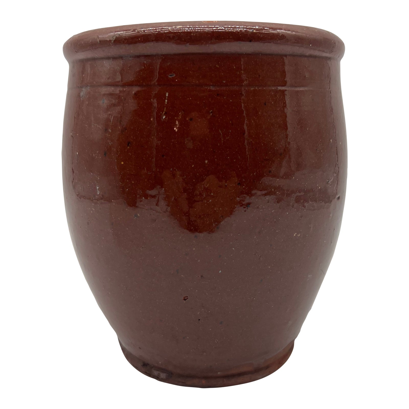 A Fine Antique Pennsylvania Folk Art Redware Storage Crock, 1850's ...