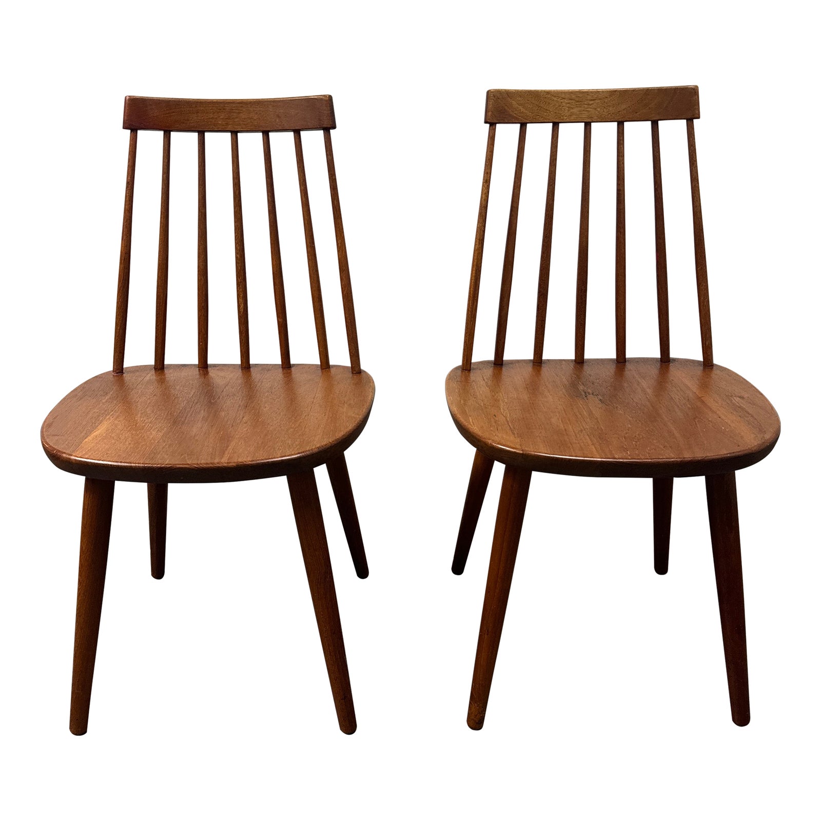 Yngve Ekström Style Teak Wood 'Pinocchio' Chairs, a Pair | Chairish