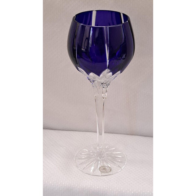 Late 20th Century Ajka Castille Cobalt Cut to Clear Crystal PbO Wine ...