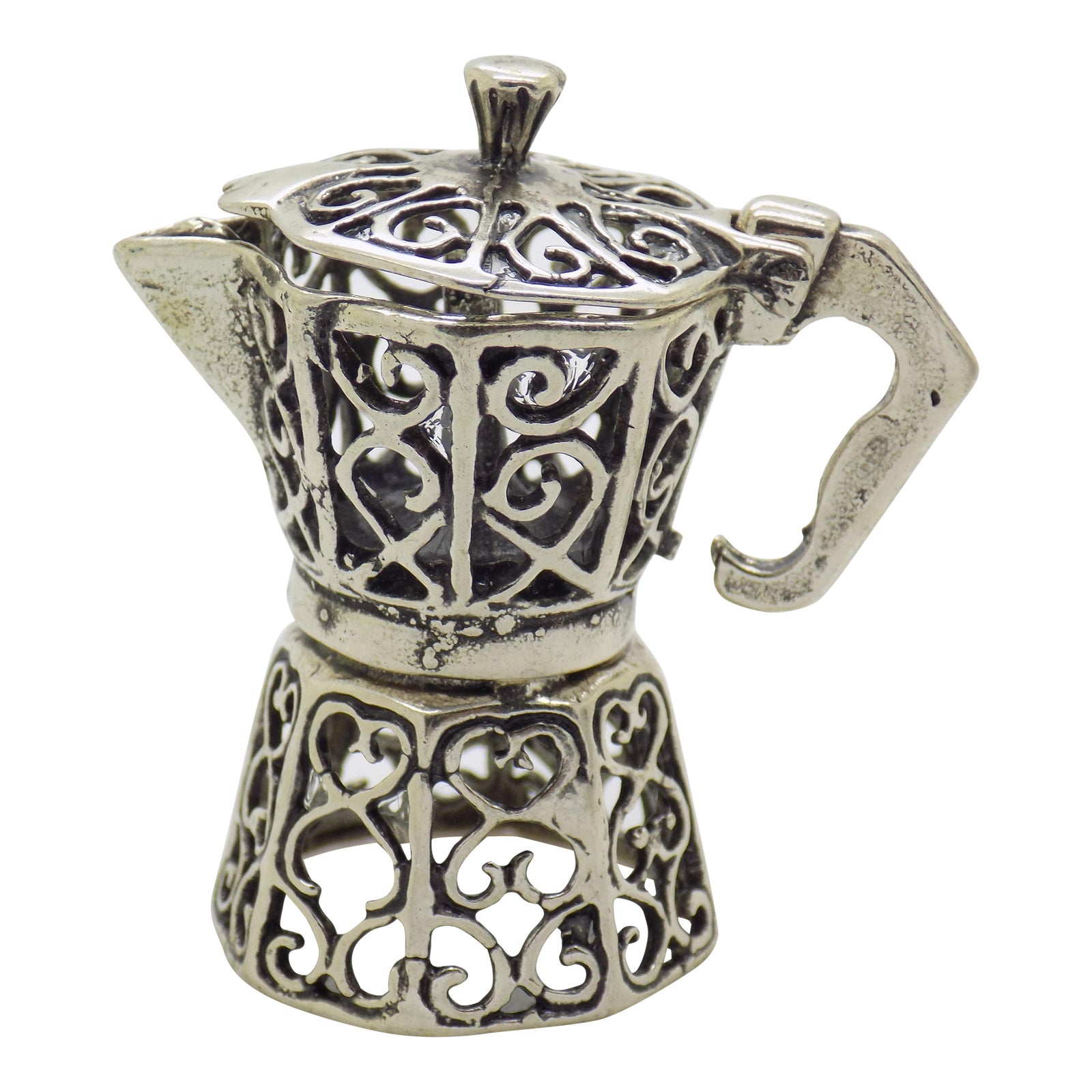 Vintage Italian Handmade Genuine Silver Neapolitan Moka Coffee Machine ...