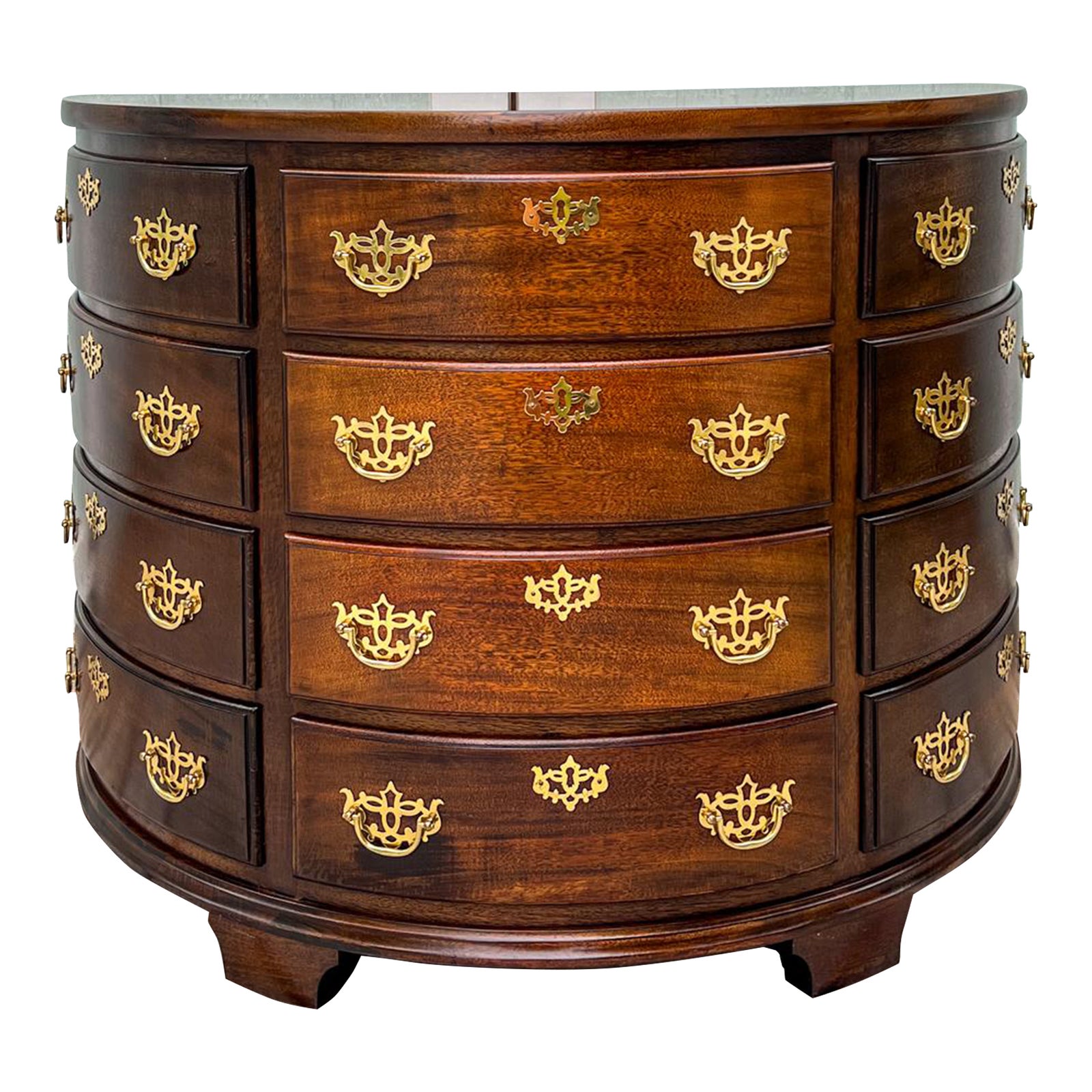 Late 20th Century Vintage Mahogany Traditional Demilune Console Chest ...