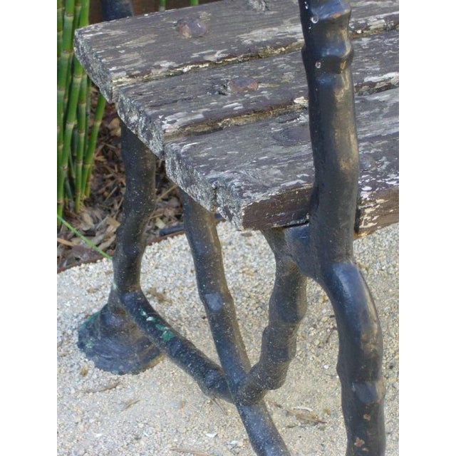 19th Century Vintage Iron and Wood Bench | Chairish