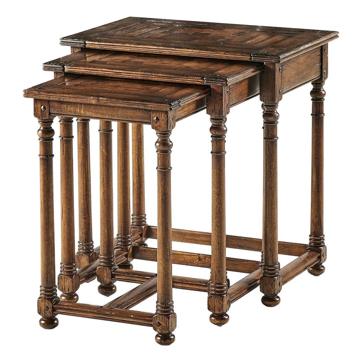 Contemporary Jacobean Style Nest of Tables - 3 Pieces | Chairish