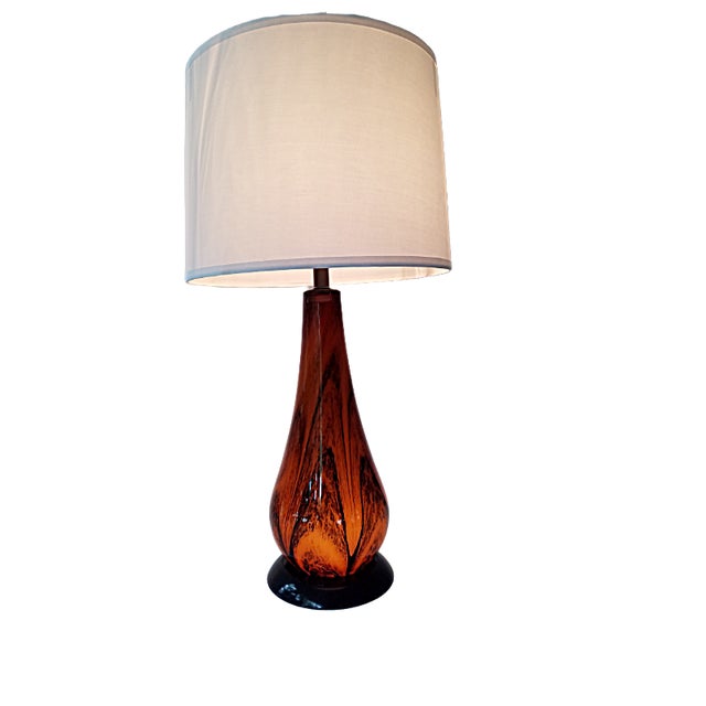 Modern Amber Tortoise Shell Art Glass Table Lamp 3 Lighting Modes With ...